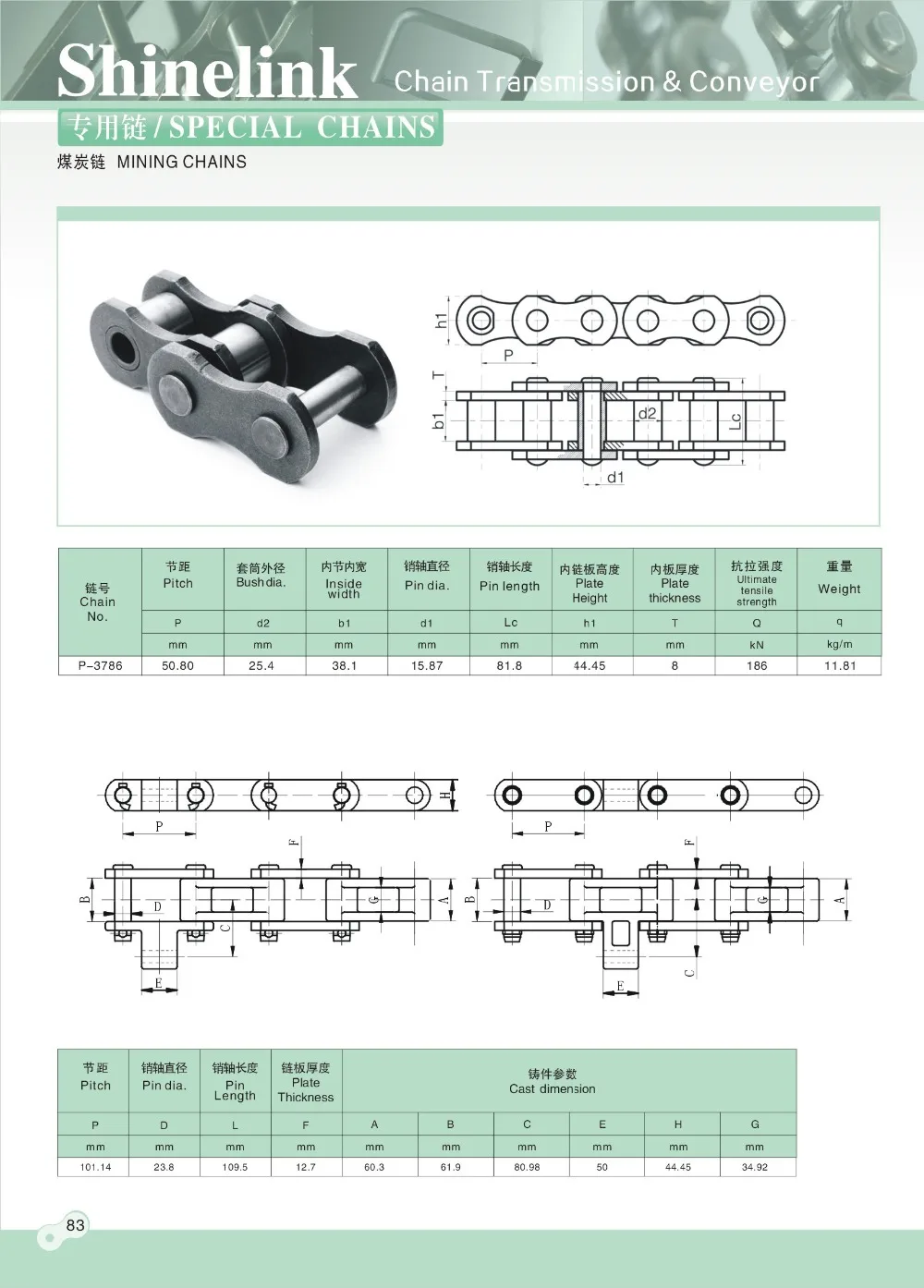 Continuous Miner Chain - Durable, Nonstandard, 120000 Lbs Tensile Strength
