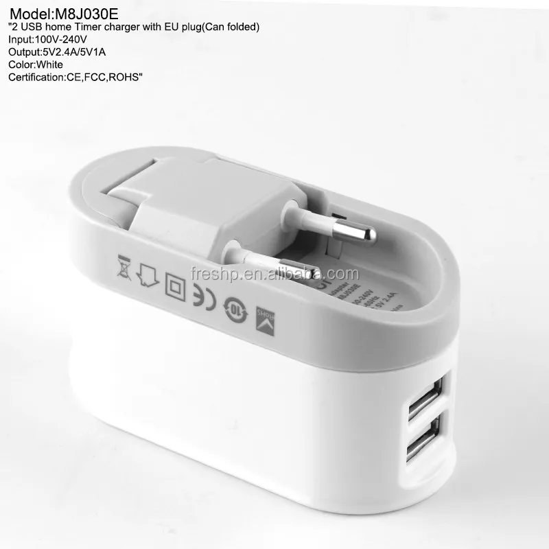 Budi 2 Usb Timer Wall Home Charger With Timer Folding Eu Plug Travel ...