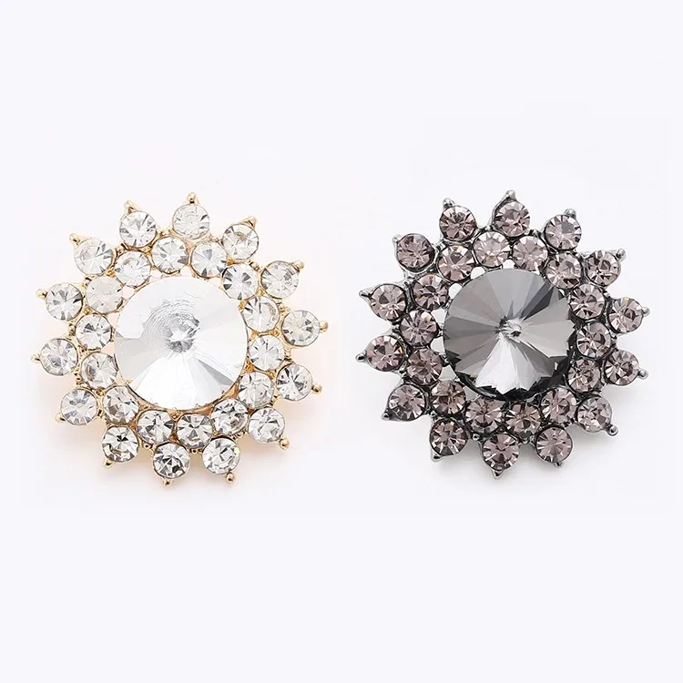 Factory Wholesale Small Clear Rhinestone Buttons Embellishments Metal ...