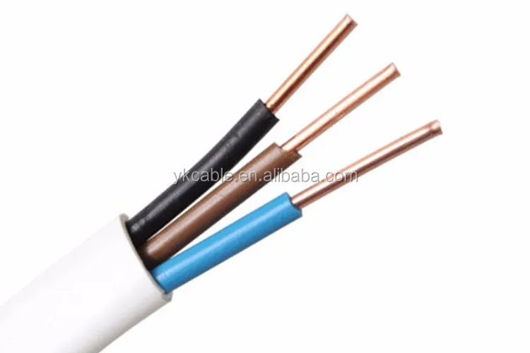 220v Flat Electrical Stranded Copper Pvc Insulation 3 Core 3x1.5 3x2.5 ...