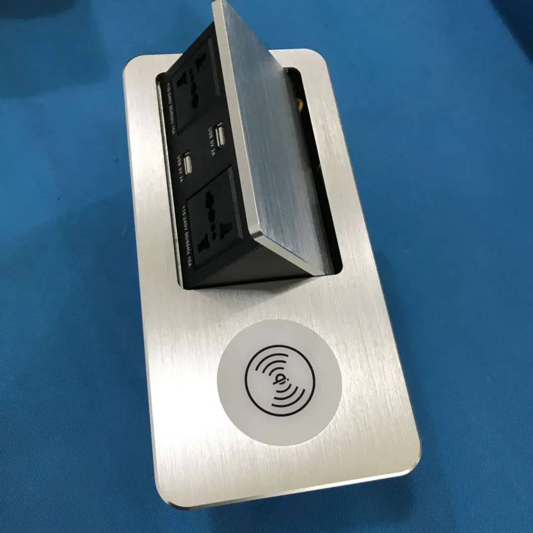 Hydraulic Pop Up Desktop Power Socket With Wireless Charger /universal ...