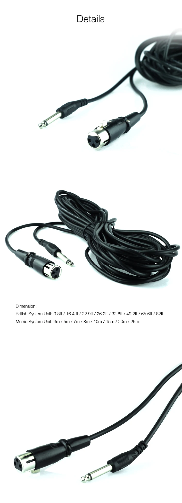 3 Pin Xlr Female To Aux 6.35mm 1/4 Inch Speaker Microphone Balanced ...