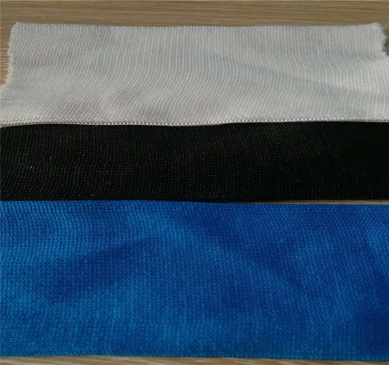 100% Polyester Double Knit Seamless Tubular Blue Rib Fabric