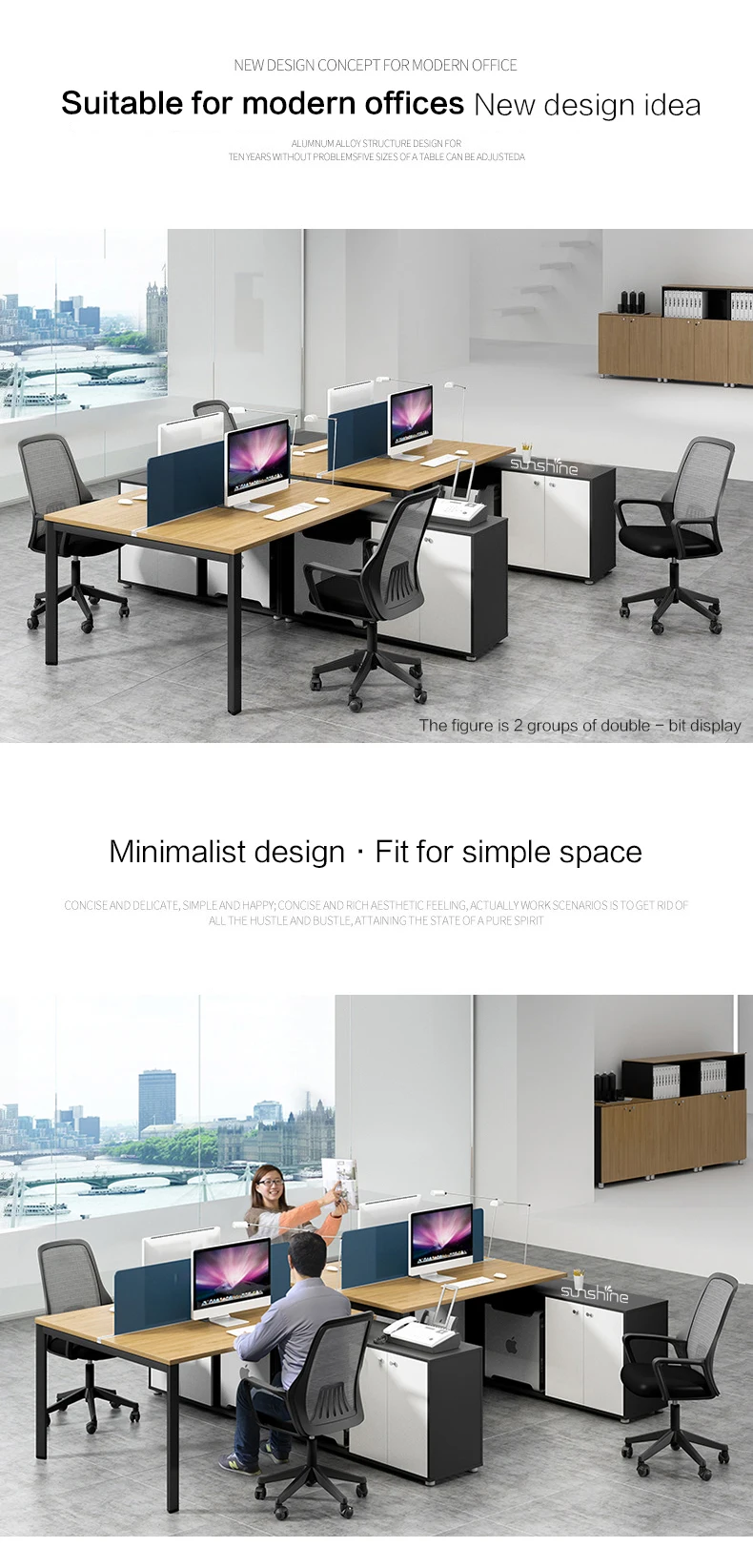 Standard sizes 4 person open space modern furniture modular office ...
