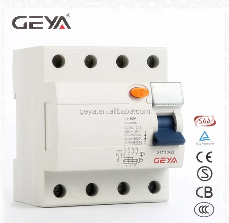 Geya Gyl10 3 Phase Elcb 10ma Residual Current Circuit Breaker 40a 4p ...