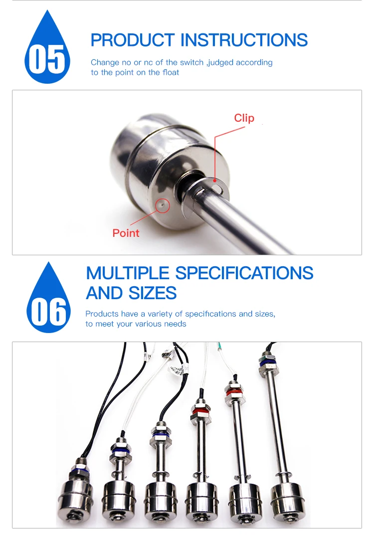 12 V Mini Stainless Steel Float Level Switch Vertical Level Control ...