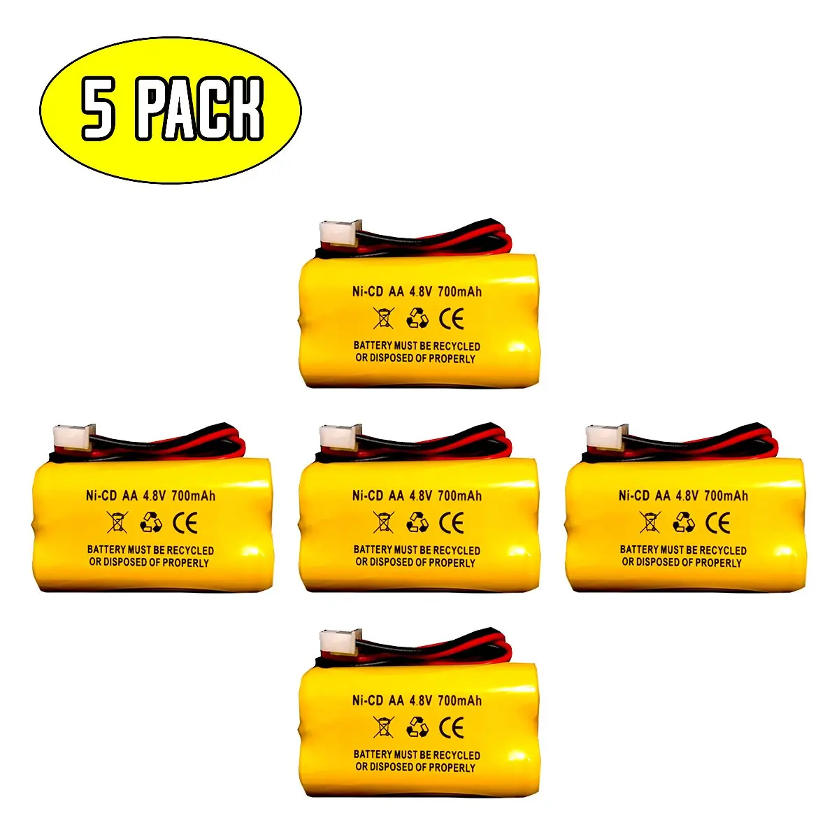 Industrial 10 Pack 4.8v 700MAH NiCd Battery Exit Sign Emergency Light ...