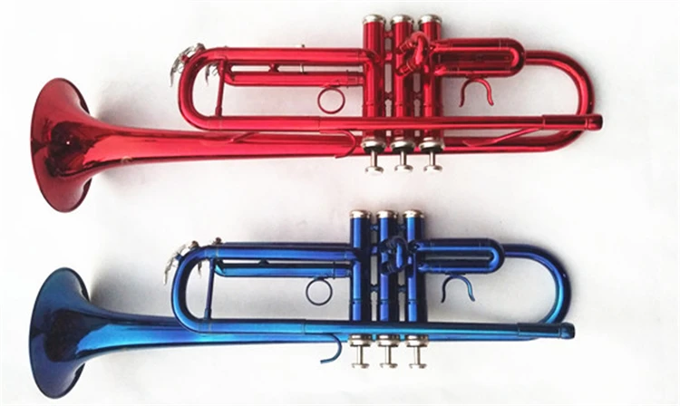 Hot Selling Blue Red Color Trumpet Bb for Student Bands