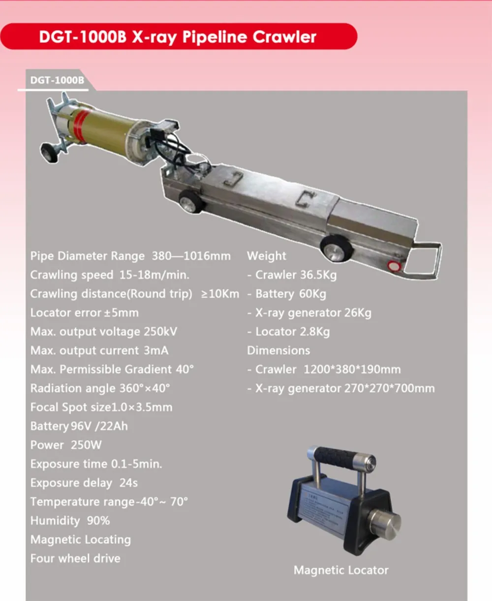 Dgt-1000b Ndt Testing Equipment X-ray Pipeline Crawler For Welding Flaw ...