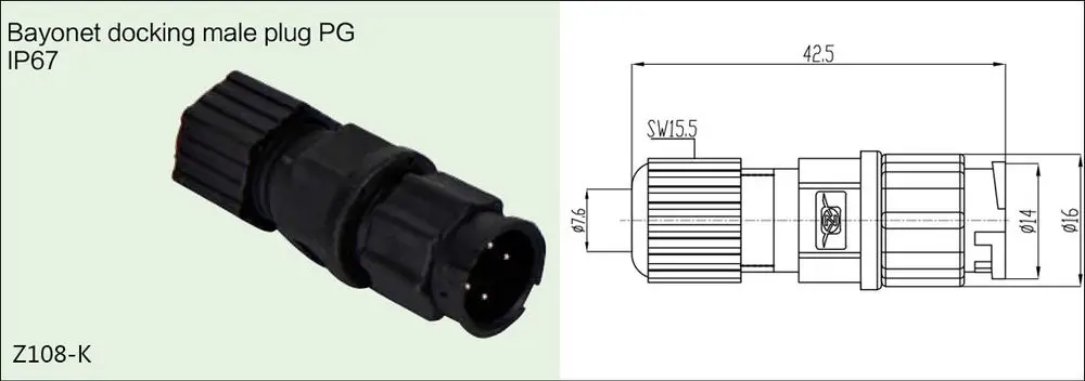 LTW Connectors 8 Pin Circular Power Connector - IP67 Black DIN ...