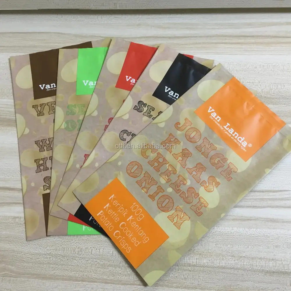 Custom Printed Kraft Paper Bags for Potato Chips & Snacks - OEM Available