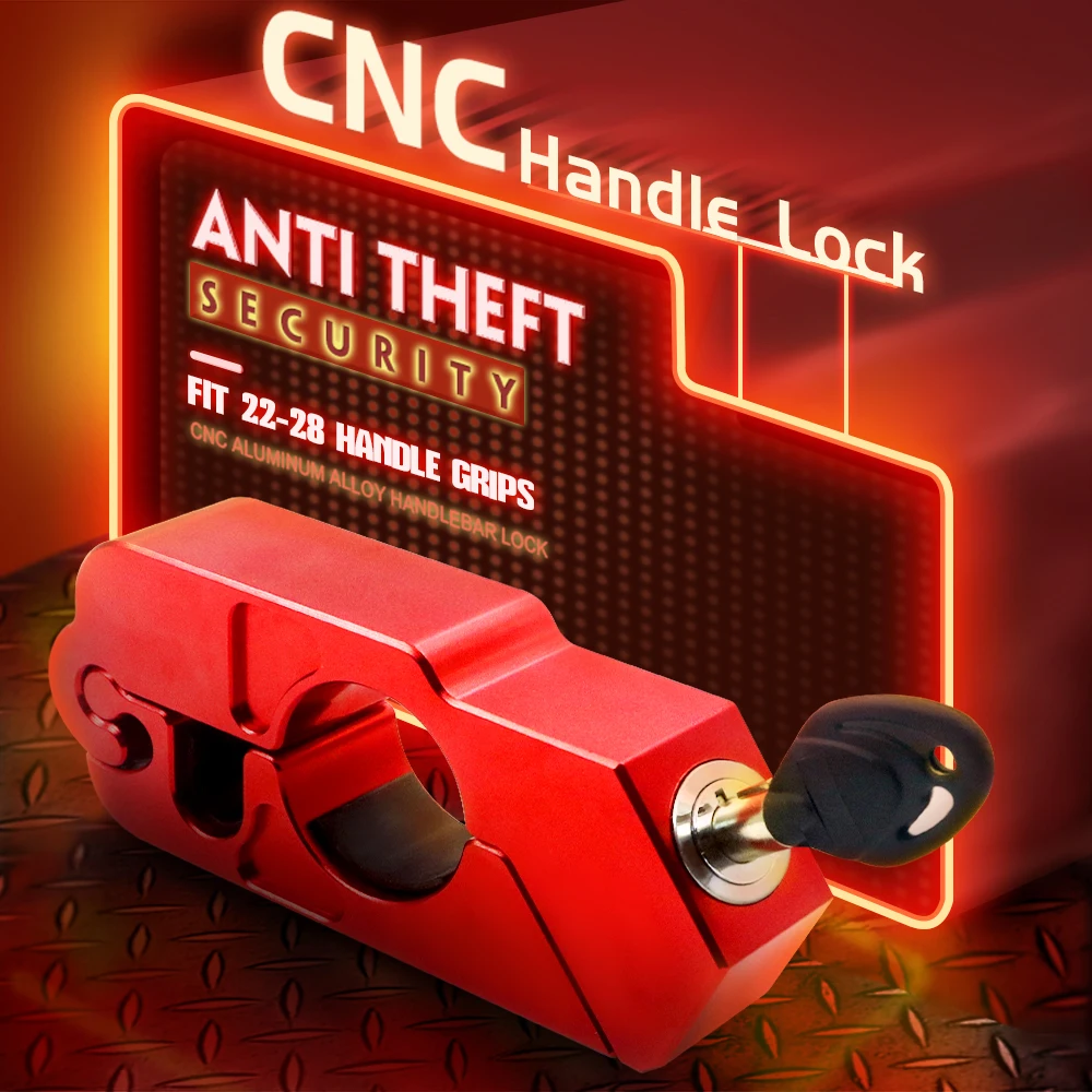 Motorcycle Handle Grip Lock Cnc Aluminum Brake Lever Theft Protection ...