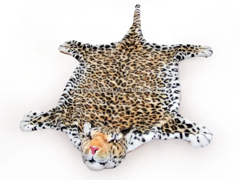 China Realistic Plush Brown Leopard Carpet/ Plush Brown Leopard Blanket ...
