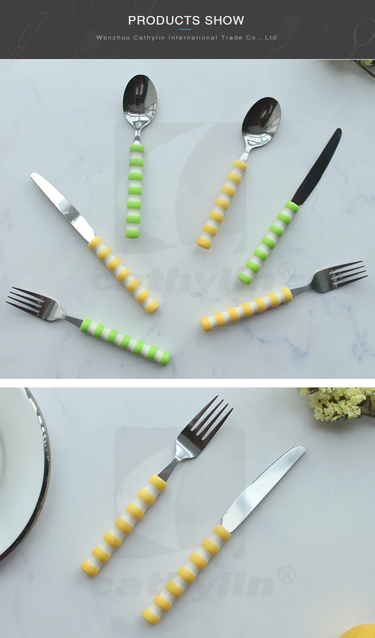Low Price Plastic Two-color Handle Cutlery Handle 18/10 Stainless Steel ...