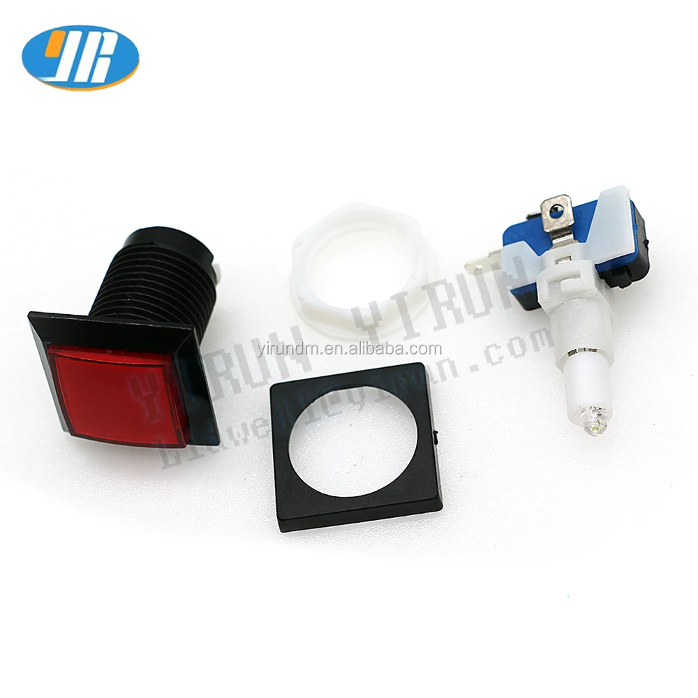 Coin Operated 33mm Square Buttons Illuminated Push Button With Micro Switch For Arcade Game ...
