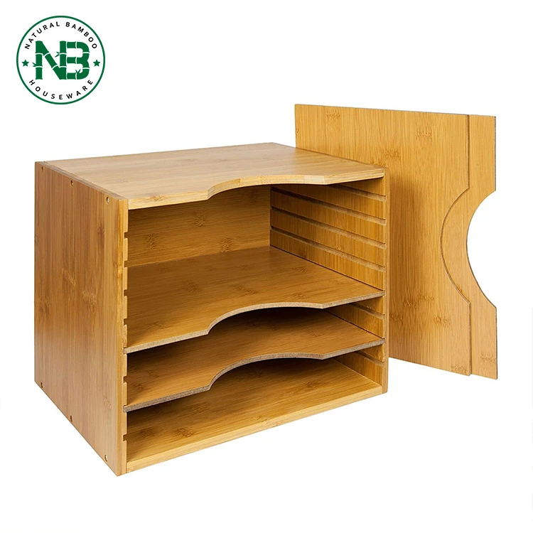 Multi Function 4 Dividers Natural Bamboo Desk File Organizer - Buy File ...