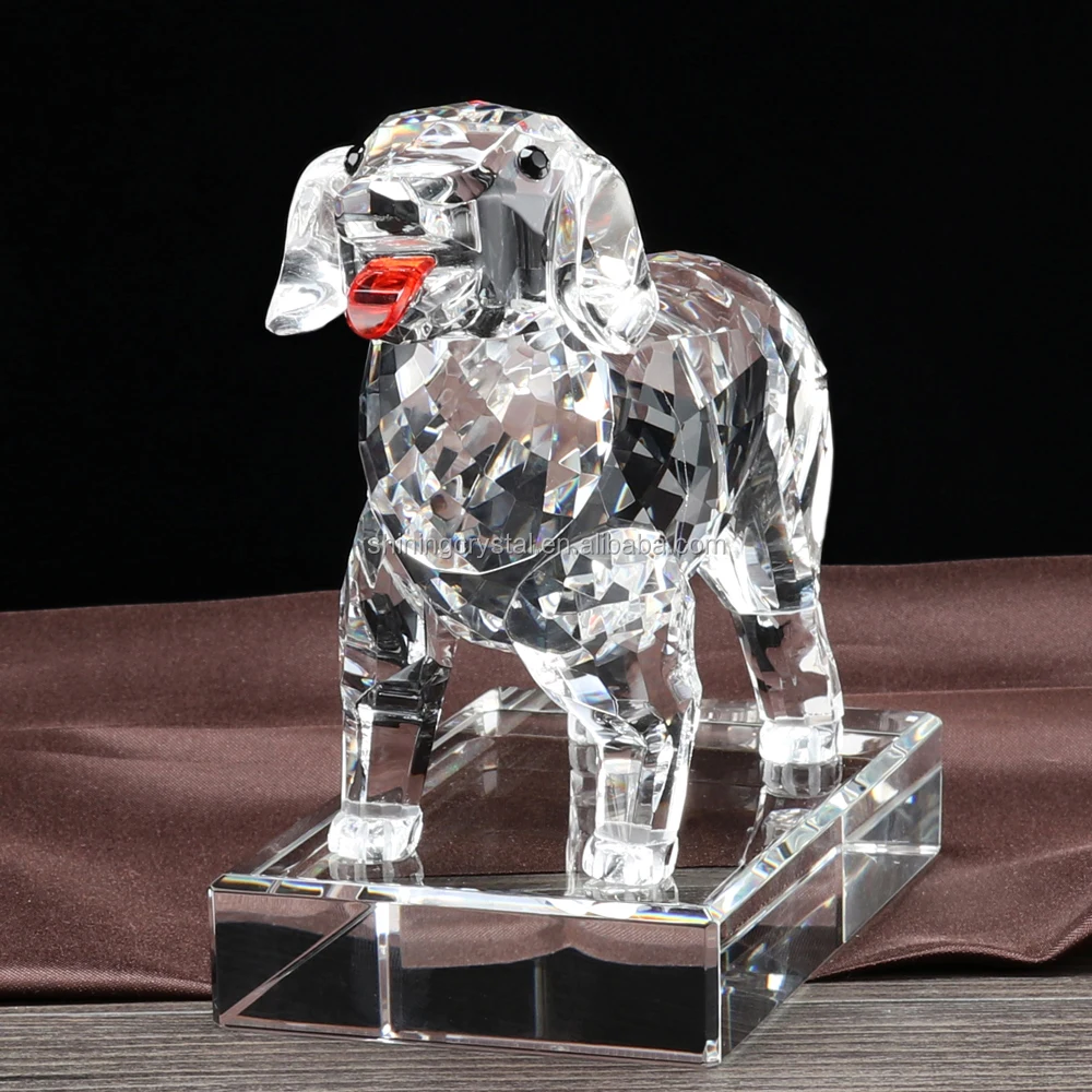 Crystal Glass Dog Figurine With Base Chinese Zodiac - Buy Dog Figurine ...