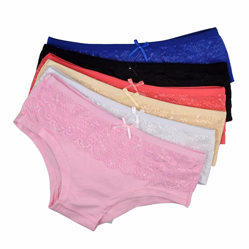 100% Pure Cotton Underwear Womans Fancy Boxers Shorts Lacy Cute Girls ...