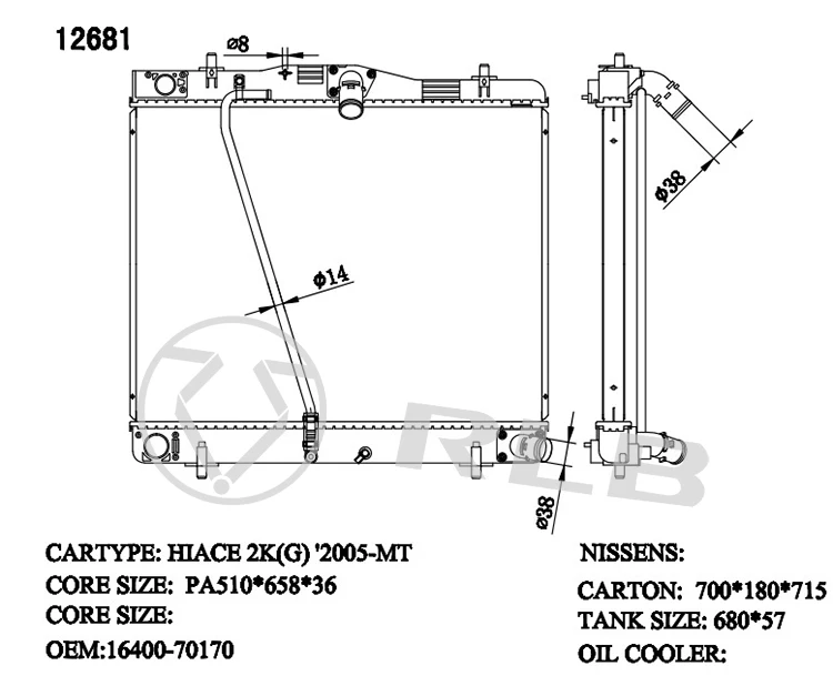Hiace Cooling System Radiator Aluminum Tank 16400-30162 For 2kd Quantum ...