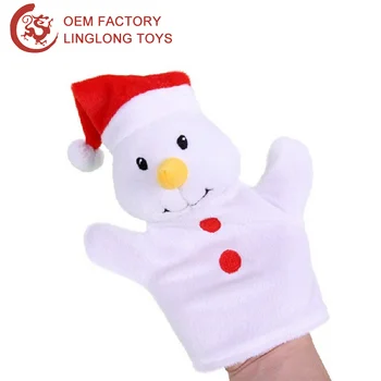 Christmas Snowman Stuffed Toy Hand Puppet Red Hat Doll Plush Glove ...