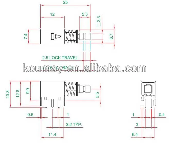 6 Pin DIP Push Button Switch - Self-Locking & ROHS Certified