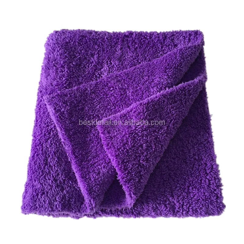 Purple Soft Cleaning Cloth Plush 16x16 350 Gsm Edgeless Microfiber Auto ...