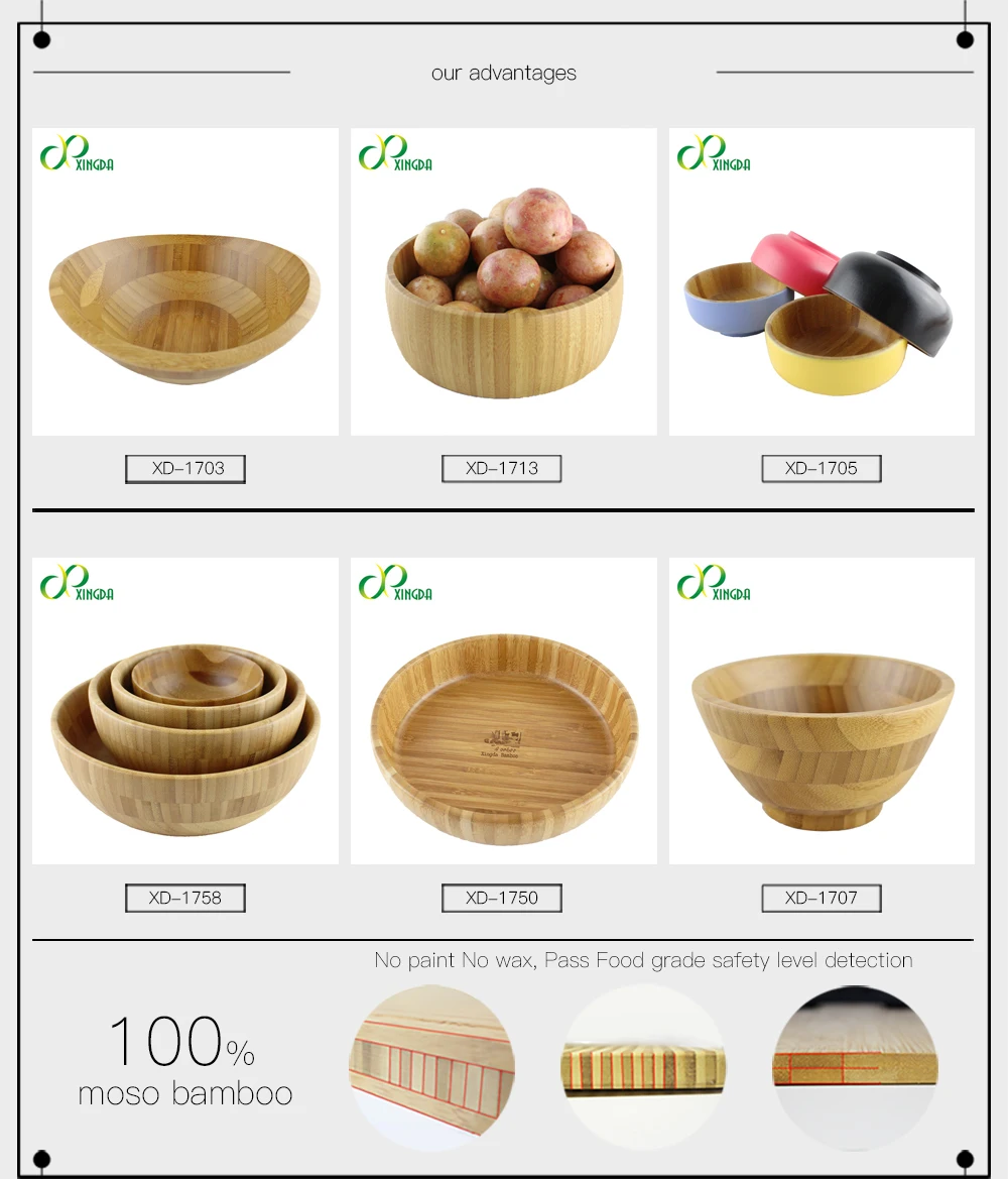 Custom Eco-friendly Colorful Bamboo Dinner Food Salad Bowl Fda Lfgb ...