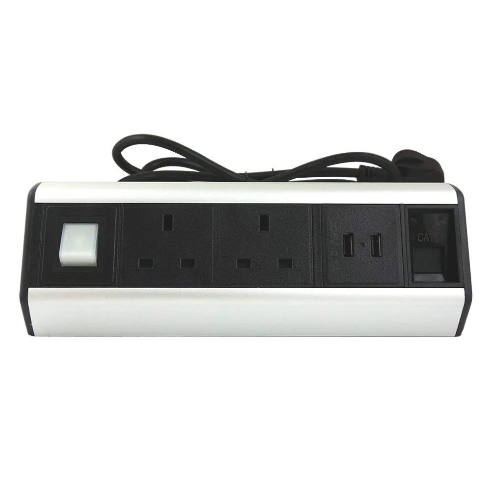 Desktop Bench Mountable Pdu 2 X Uk Sockets & 2 X Usb And 1 X Rj45 ...
