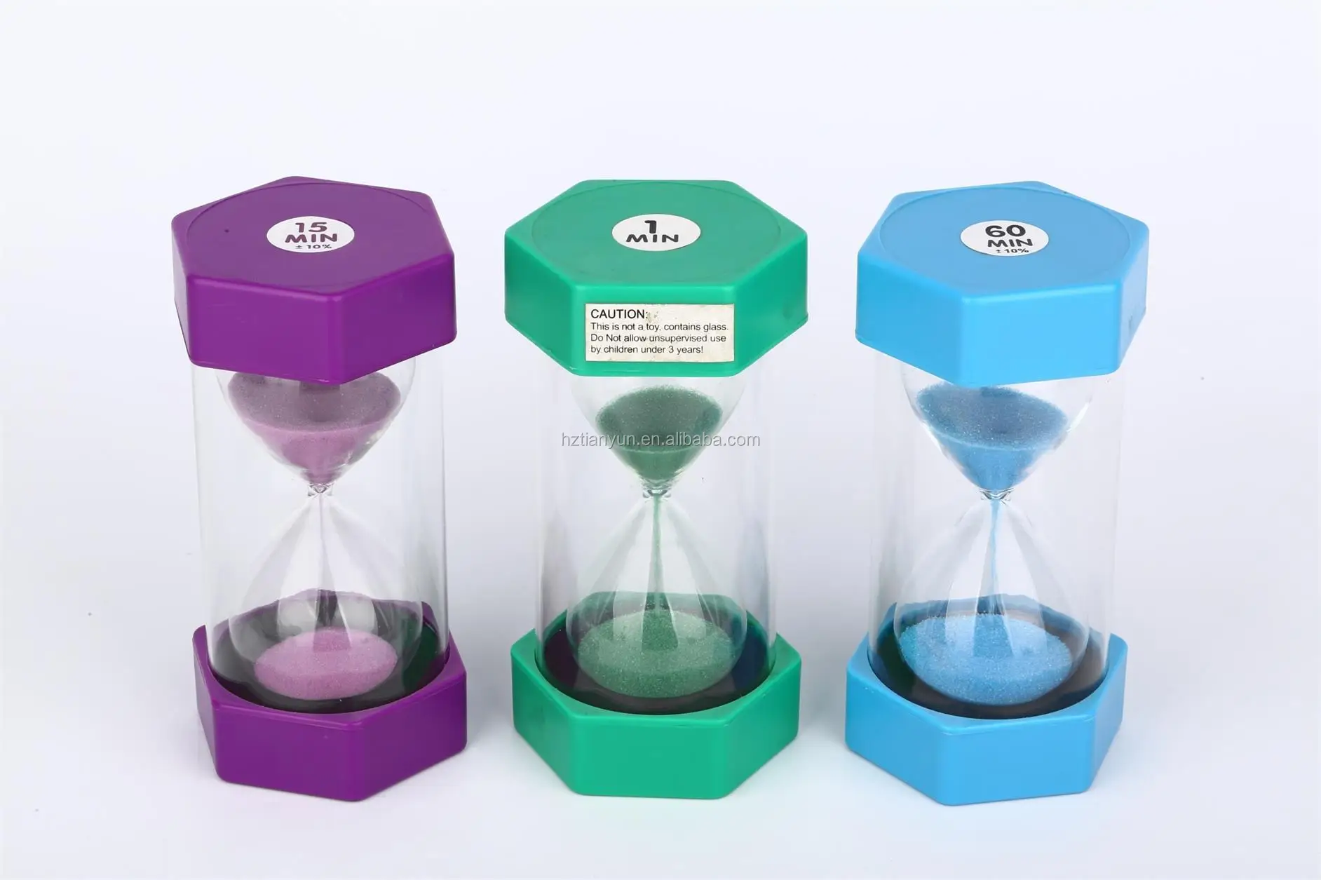 Customized 3min/5min Purple Hexagon Plastic Hourglass For Gift Sand ...