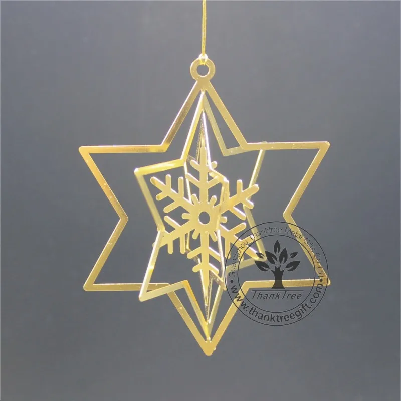 Metal Craft 3D Metal Christmas Ornament with Snowflake Cut Out
