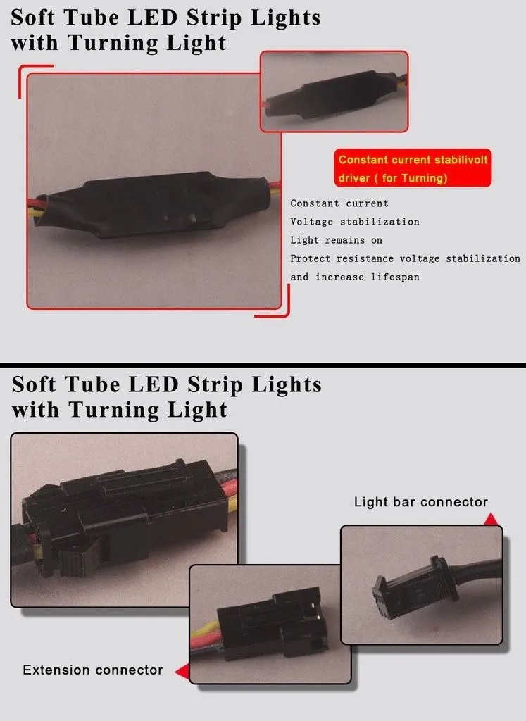 45cm 60cm Drl Light Guide Strip White/yellow Dual Color Led Headlight ...