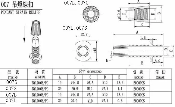 White Black Transparent M10 Cord Grip - Electrical Cable Retainer