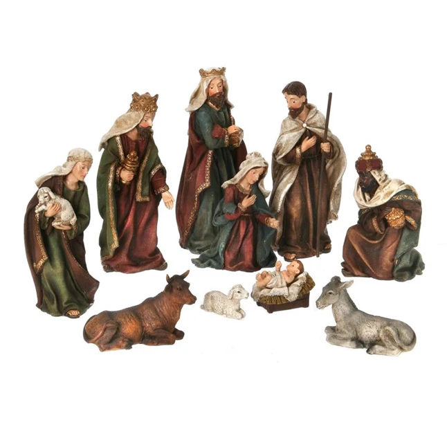 Antique Resin Christmas Nativity Set Figures - Decorative