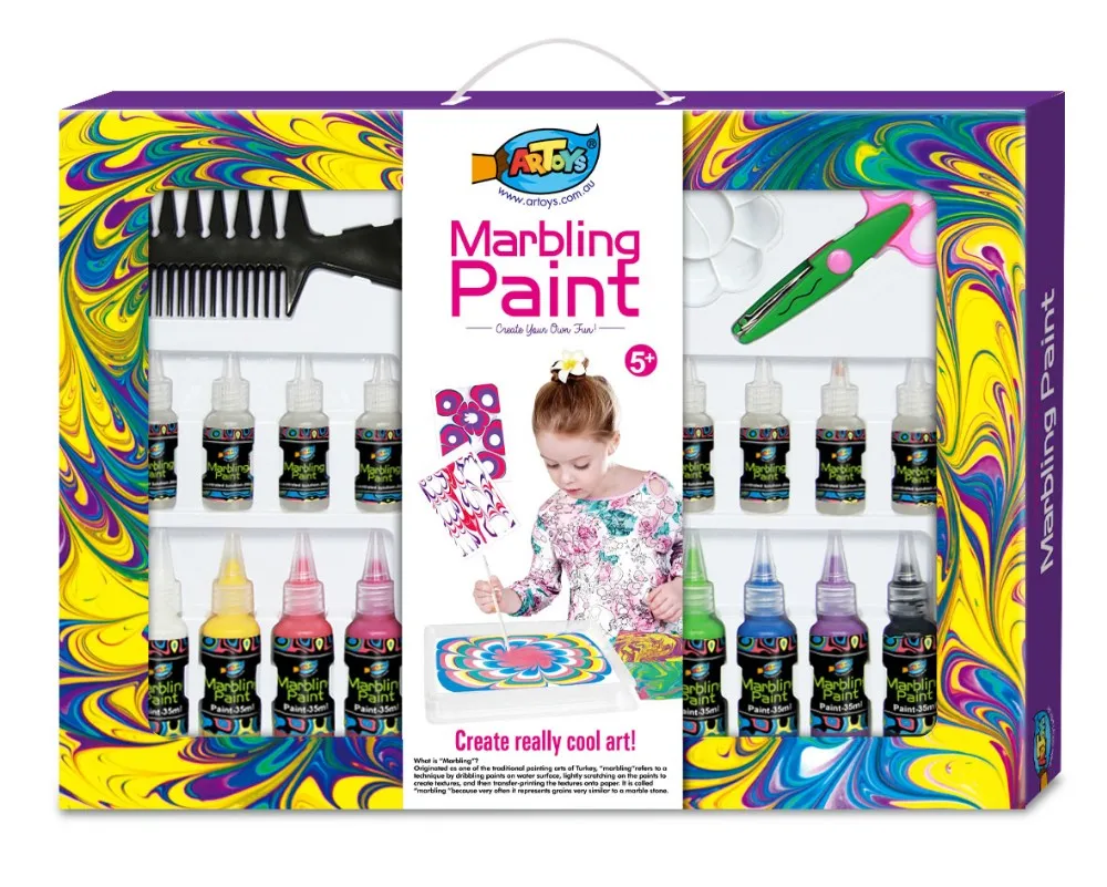 Kids Paint Brush Kit - Floating Painting Marbling Ink Set
