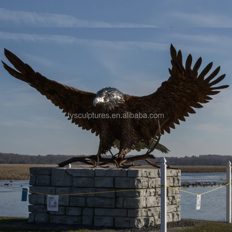 Garden Decor Cast Metal Animal Black Hawk Statue Copper Bronze Eagle ...