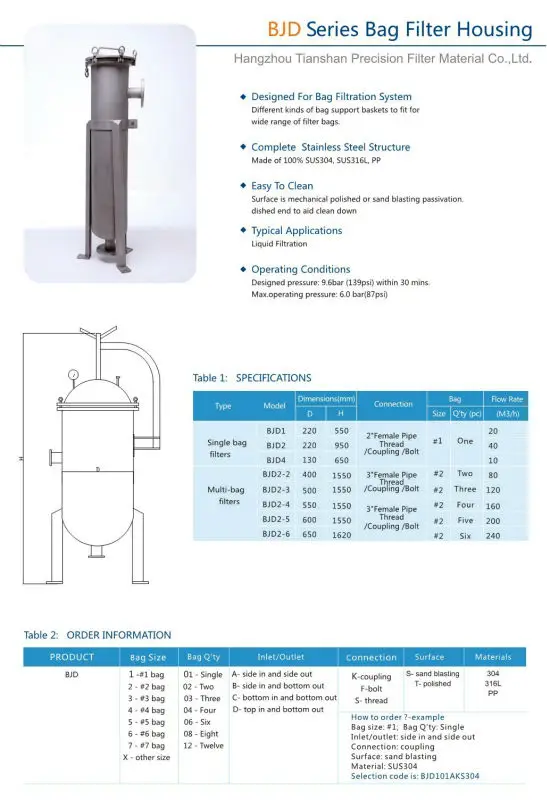 Multi Bag Filter Housing Sus304 / Sus316l Stainless Steel Bag Filter ...