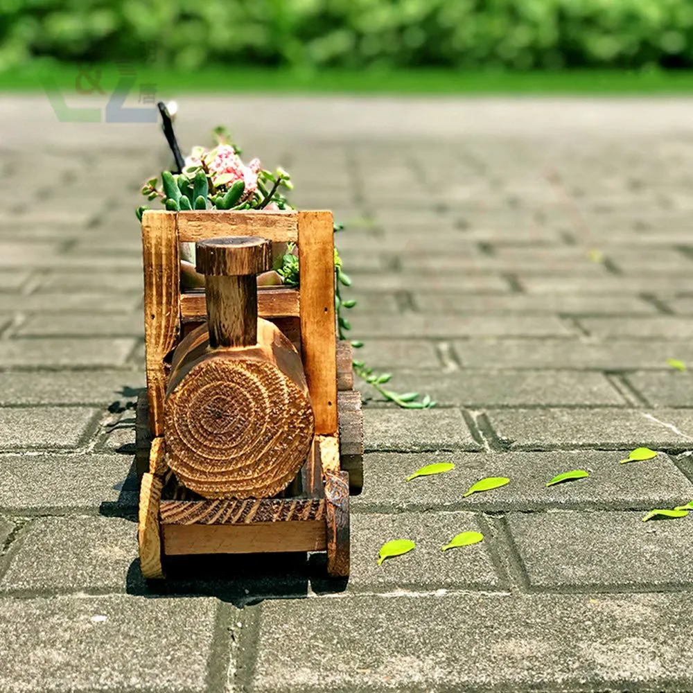 Wood Train-Shape Flower Planter - Perfect for Garden & Home