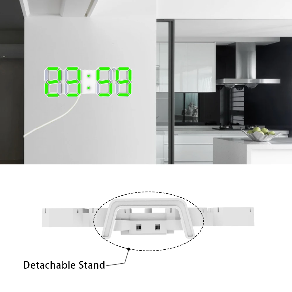 Smart 3d Led Digital Wall Clock With Desktop Stand Modern Design With ...