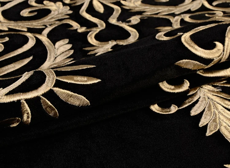 High Quality Custom Luxury Woven Thick Flat Embroidery Velvet Fabric ...