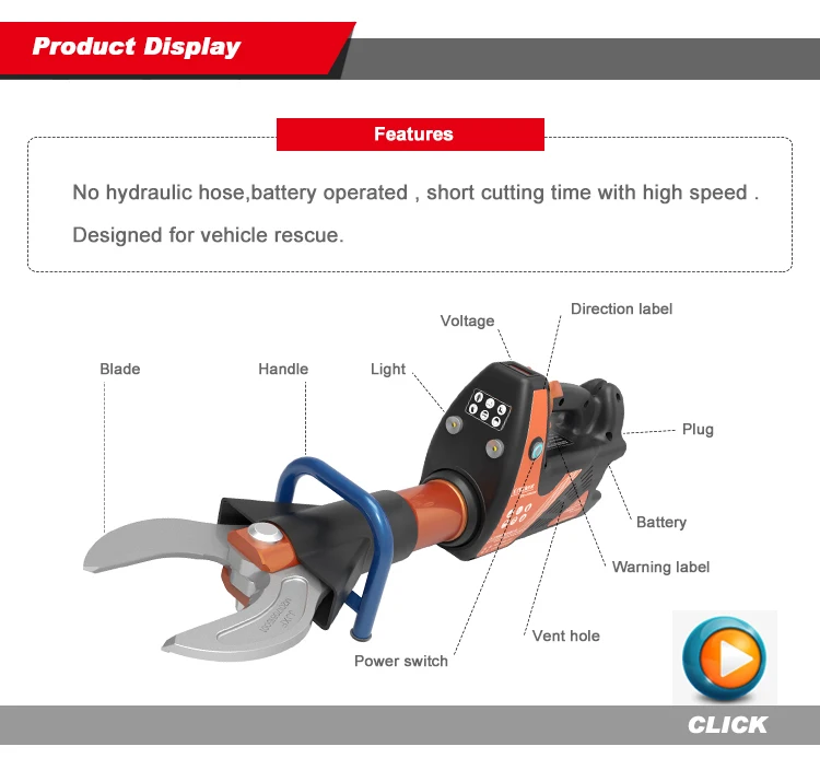 Firefighting Hydraulic Electric Battery Operated Rescue Cutter