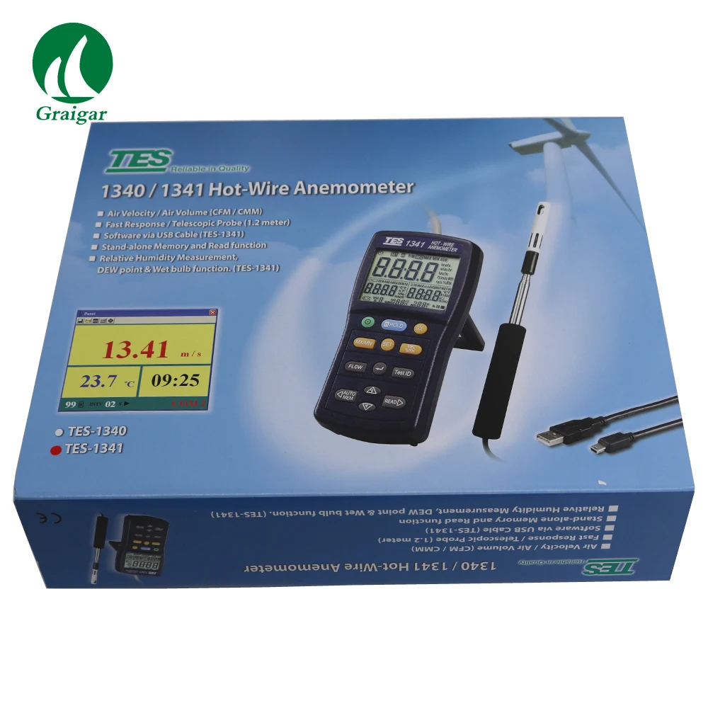 TES-1341N Hot Wire Anemometer - Precision Air Velocity Meter