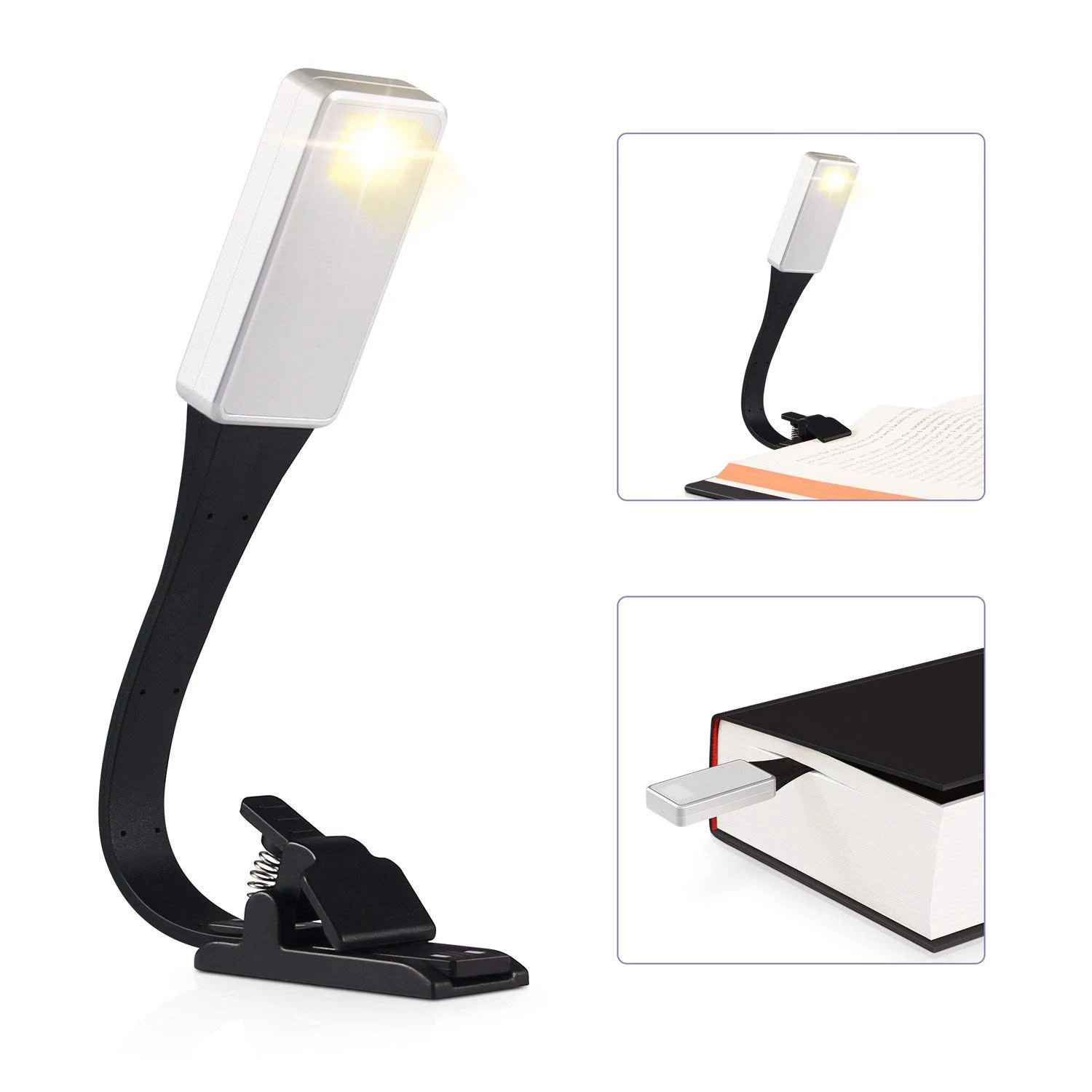 Usb Rechargeable Book Light Flexible Clip Led Reading Light For ...