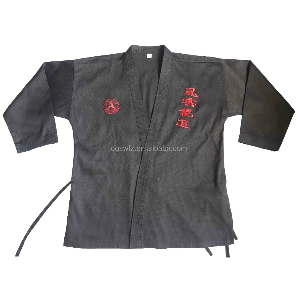 Custom Made Good Fabric Karate Uniform Breathable Fabric Black Karate ...