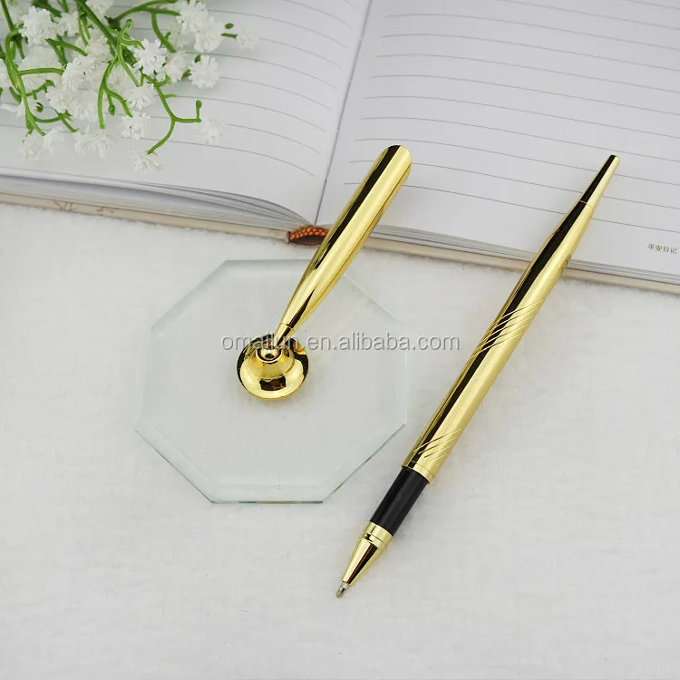 Hotel Reception Promotional Luxury Gold Plated Counter Pen Marble Desk ...