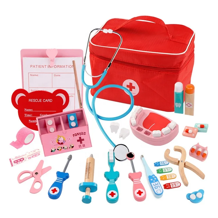Wooden Toys Spielzeug Pretend Play Doctor Set Nurse Injection Medical ...