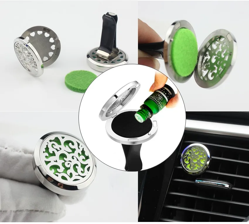 Stainless Steel Car Air Freshener / Car Vent Aromatherapy Diffuser ...