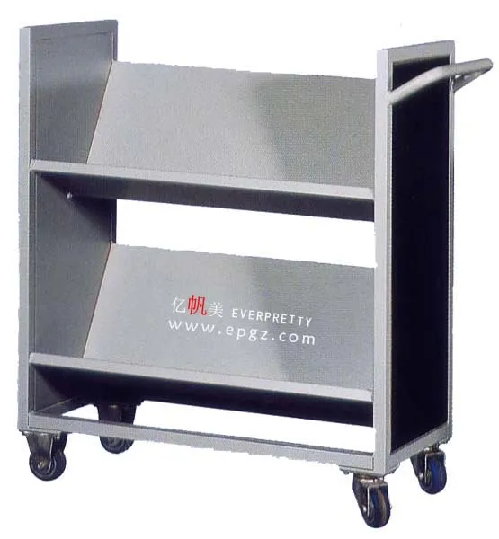 Portable Library Metal Sloped-shelf Book Trolley Book Cart Book Truck ...