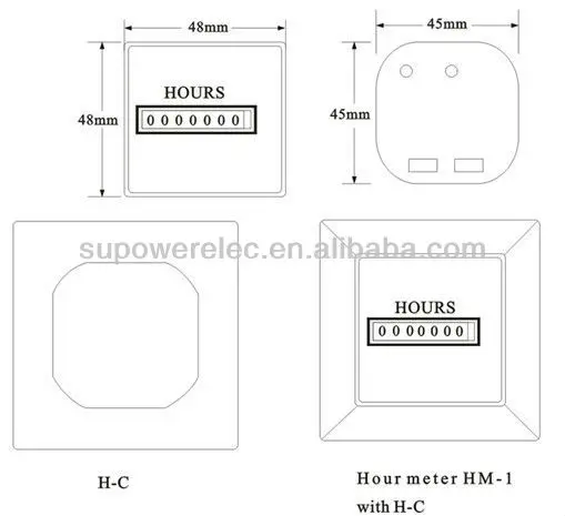 48x48mm Digital Hour Meter, 220V/110V, CE Certified Industrial Time ...