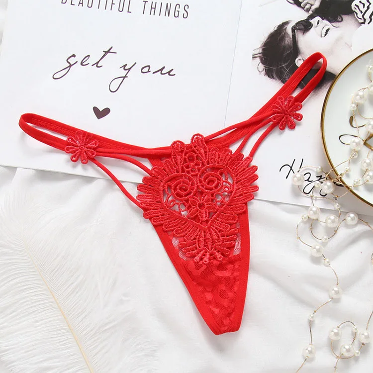 Women Embroidery Lace Micro Thong Breathable Sexy G String Panties Sexy