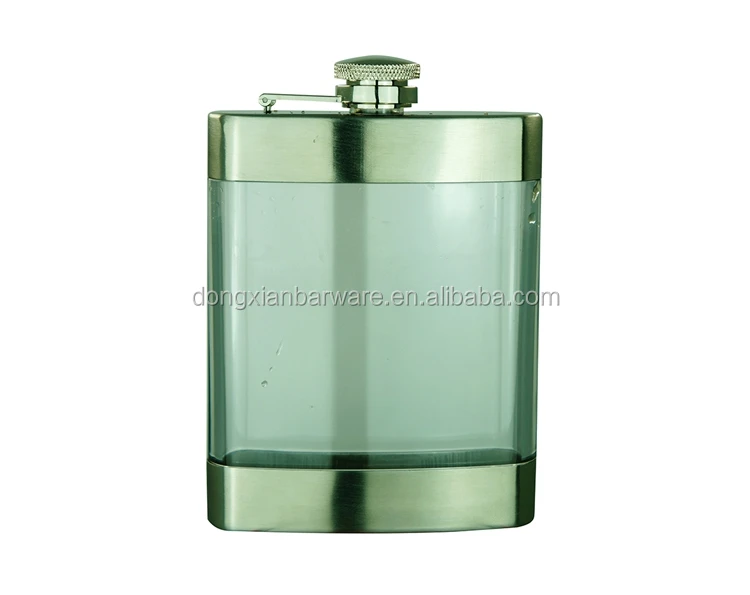 Stainless Steel Flask 6oz with Acrylic Body, Stainless Steel Plastic ...